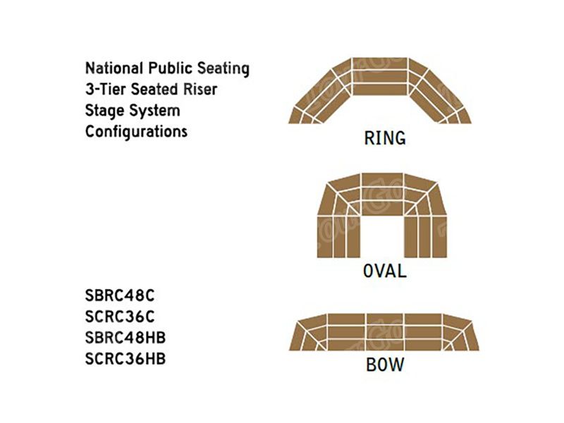 3-Tier Seated Riser Stage System with Carpeted for 48″ Deep Tiers ...