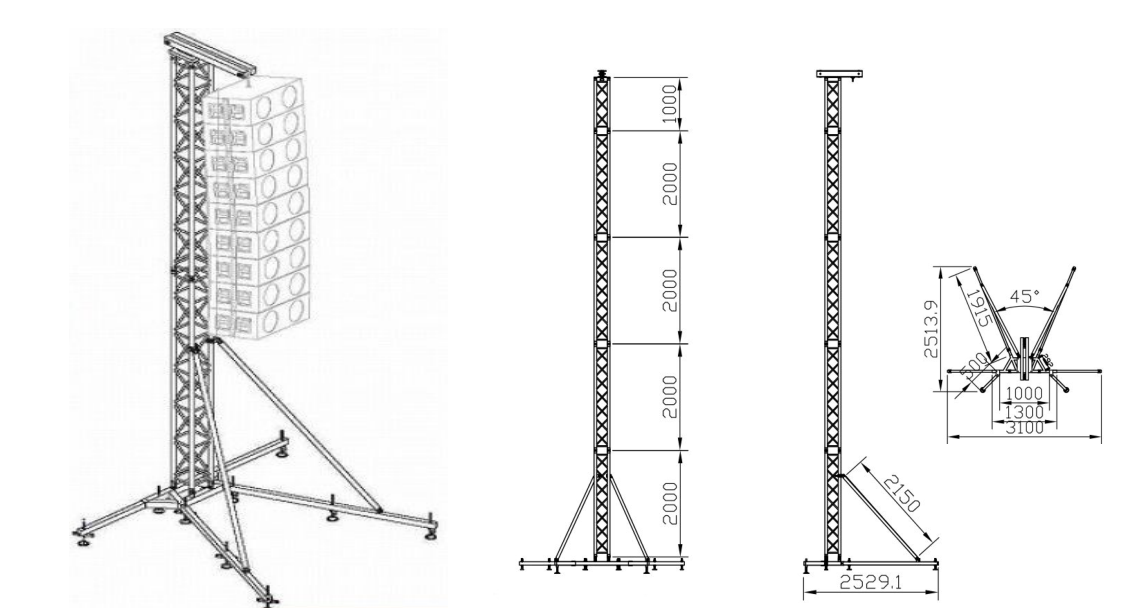 Line Array Speaker Towers H9m, Loads 1000kg - TourGo Event Solution Co ...